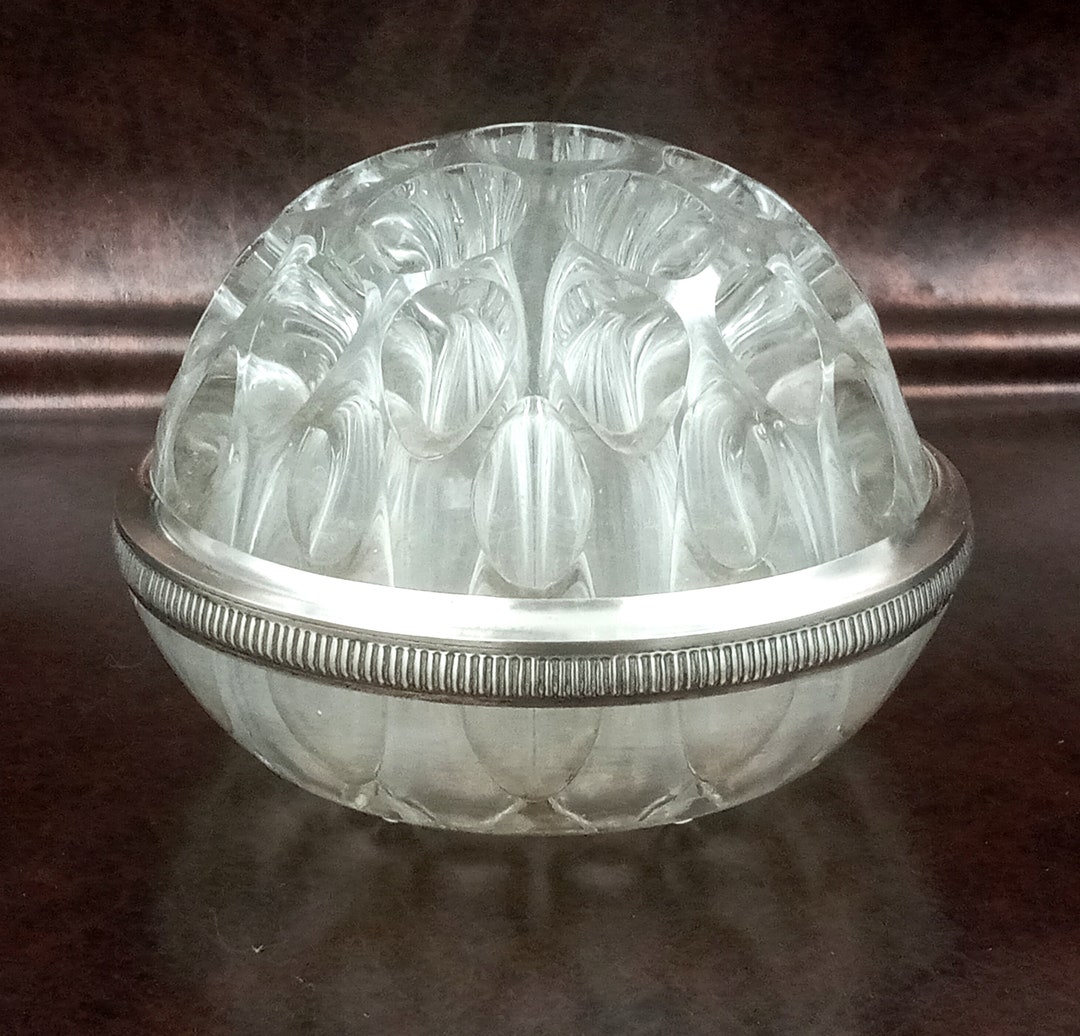 Large Round Glass FLOWER PIQUE 31 Holes, Frog, Vintage English Vase ...