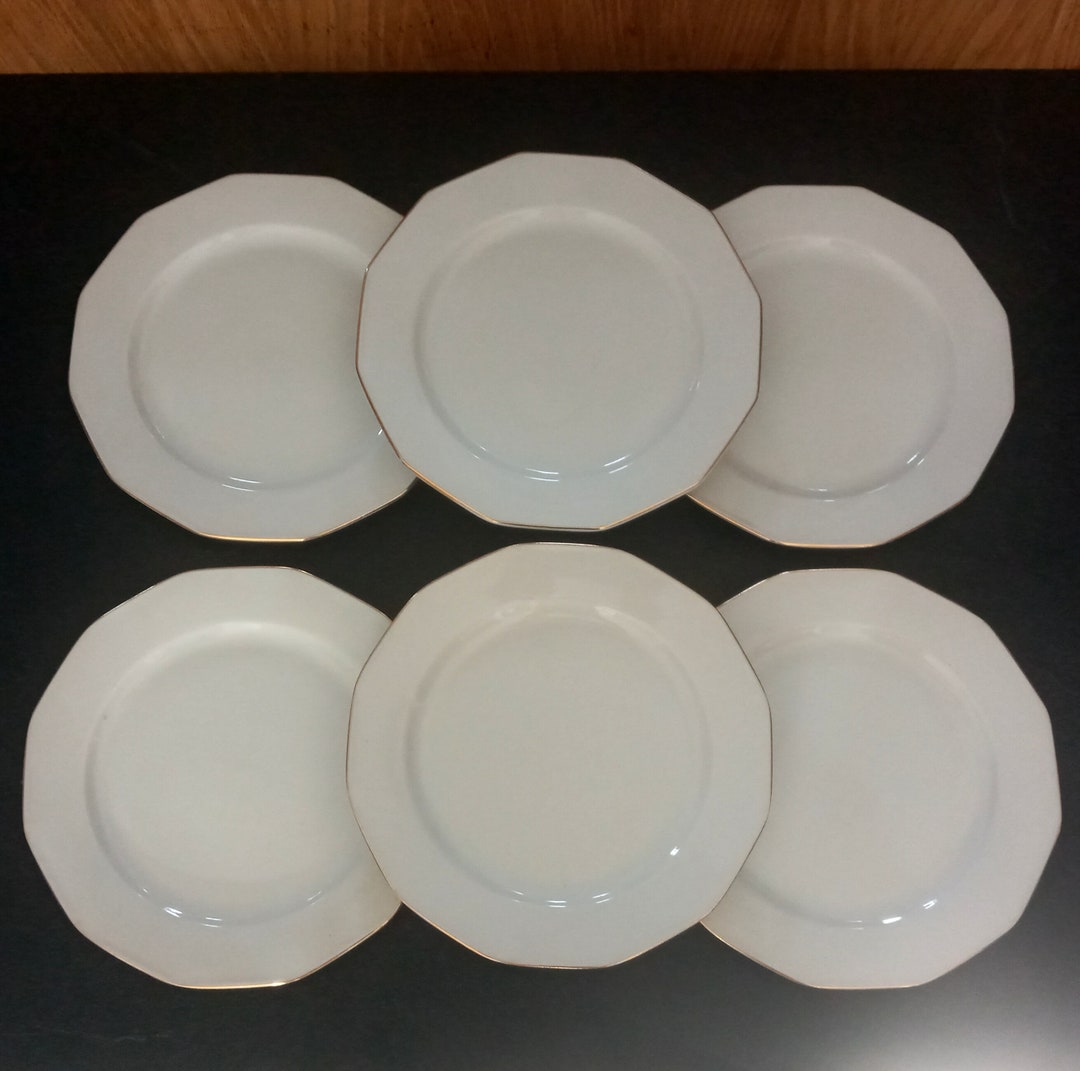 6 Flat White Porcelain PLATES - Etsy