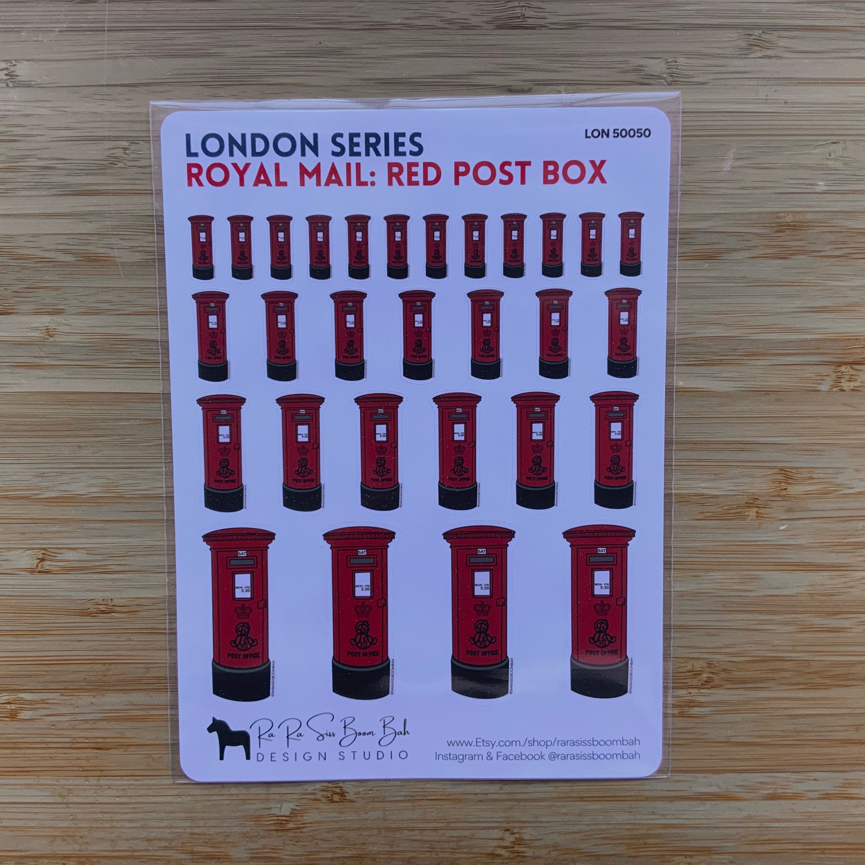 London Series: Red Post Box Sticker Sheet - Etsy