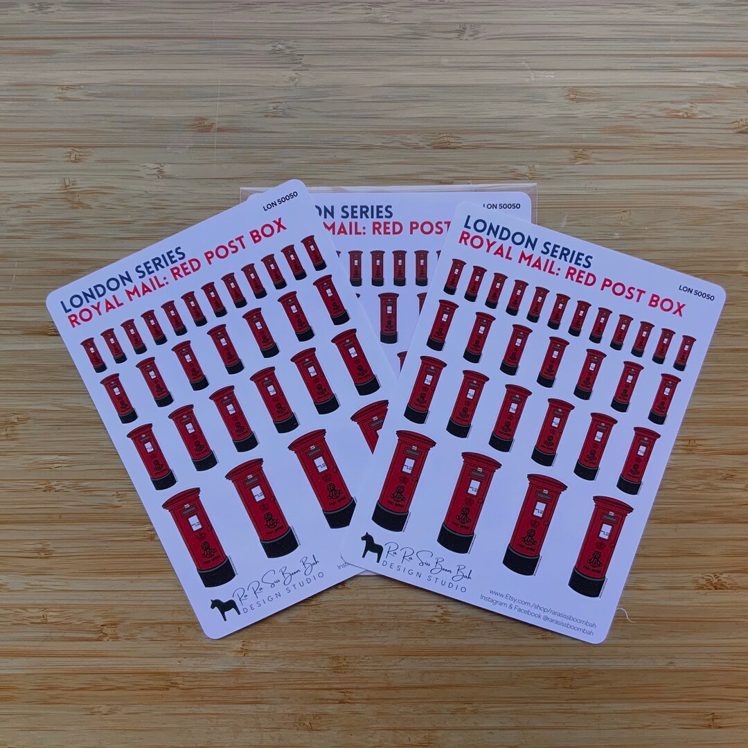 London Series: Red Post Box Sticker Sheet - Etsy