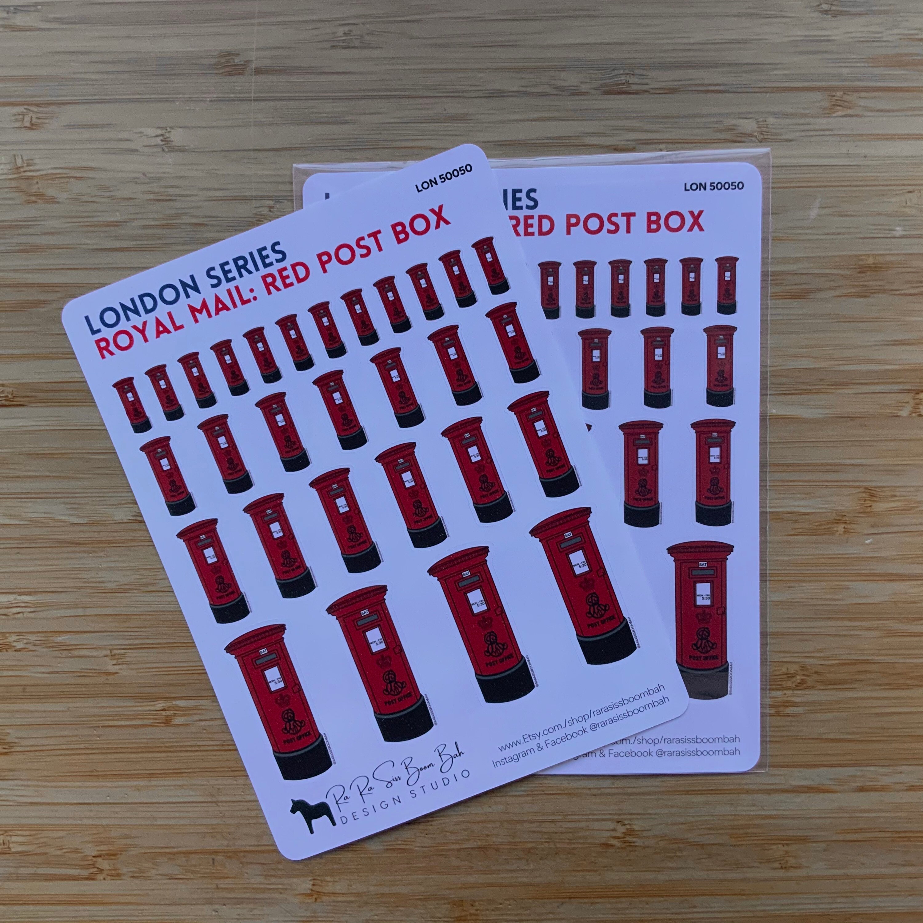 London Series: Red Post Box Sticker Sheet - Etsy
