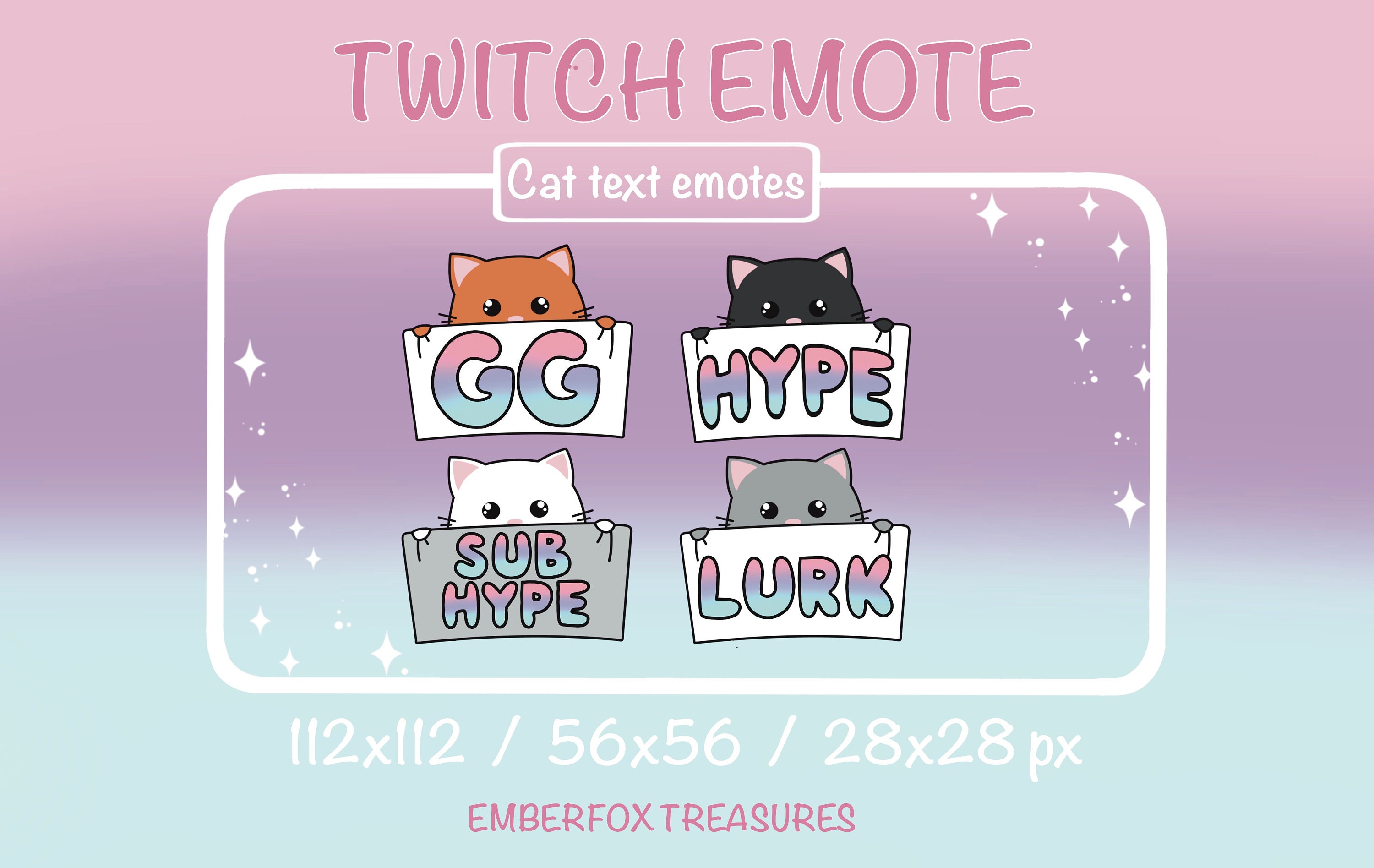 Cute Cat Text Emotes Twitchdiscordyoutube | Etsy