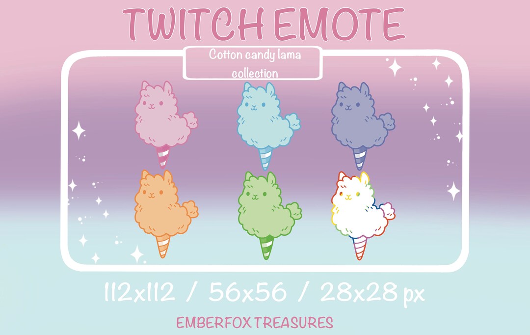 Cute Cotton Candy Lama Emote Collection Twitch|discord|youtube - Etsy