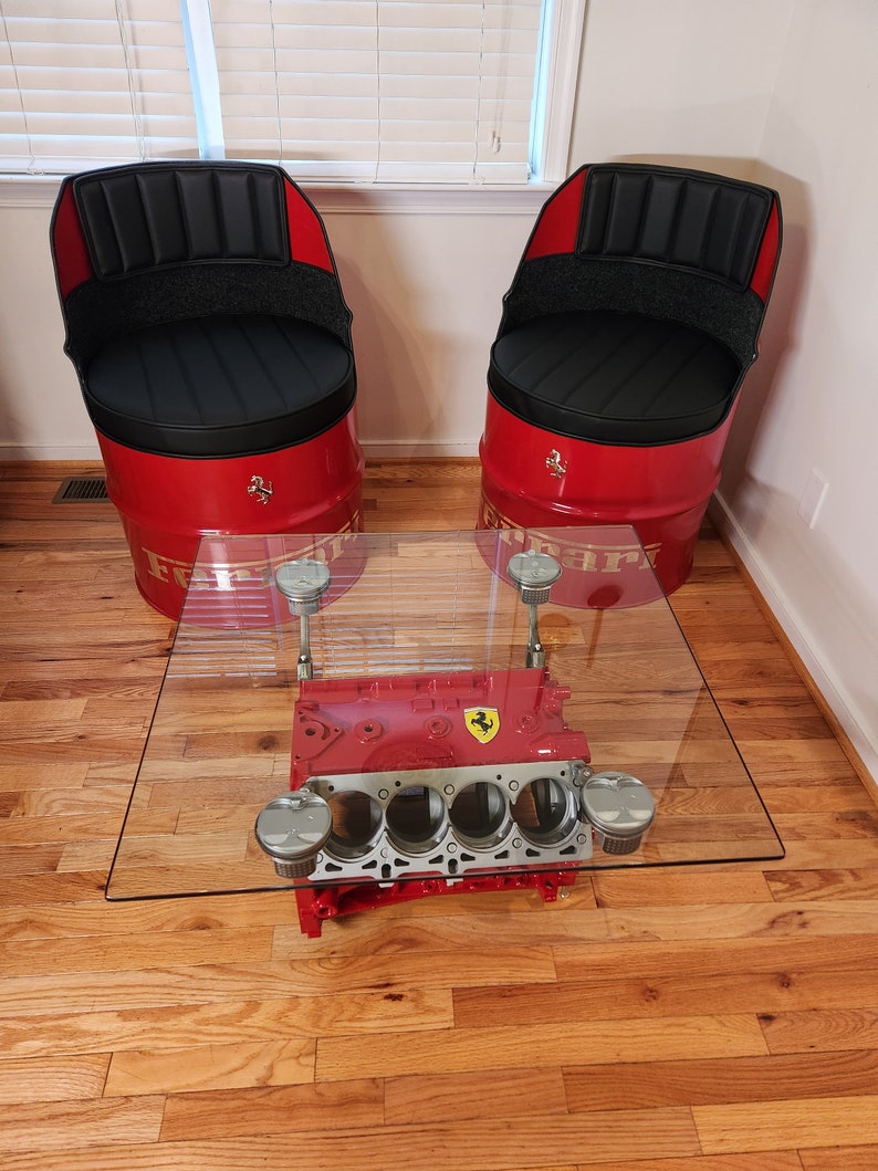 Ferrari 308 Mondial V8 Engine Block Coffee Table Set & Two Ferrari ...