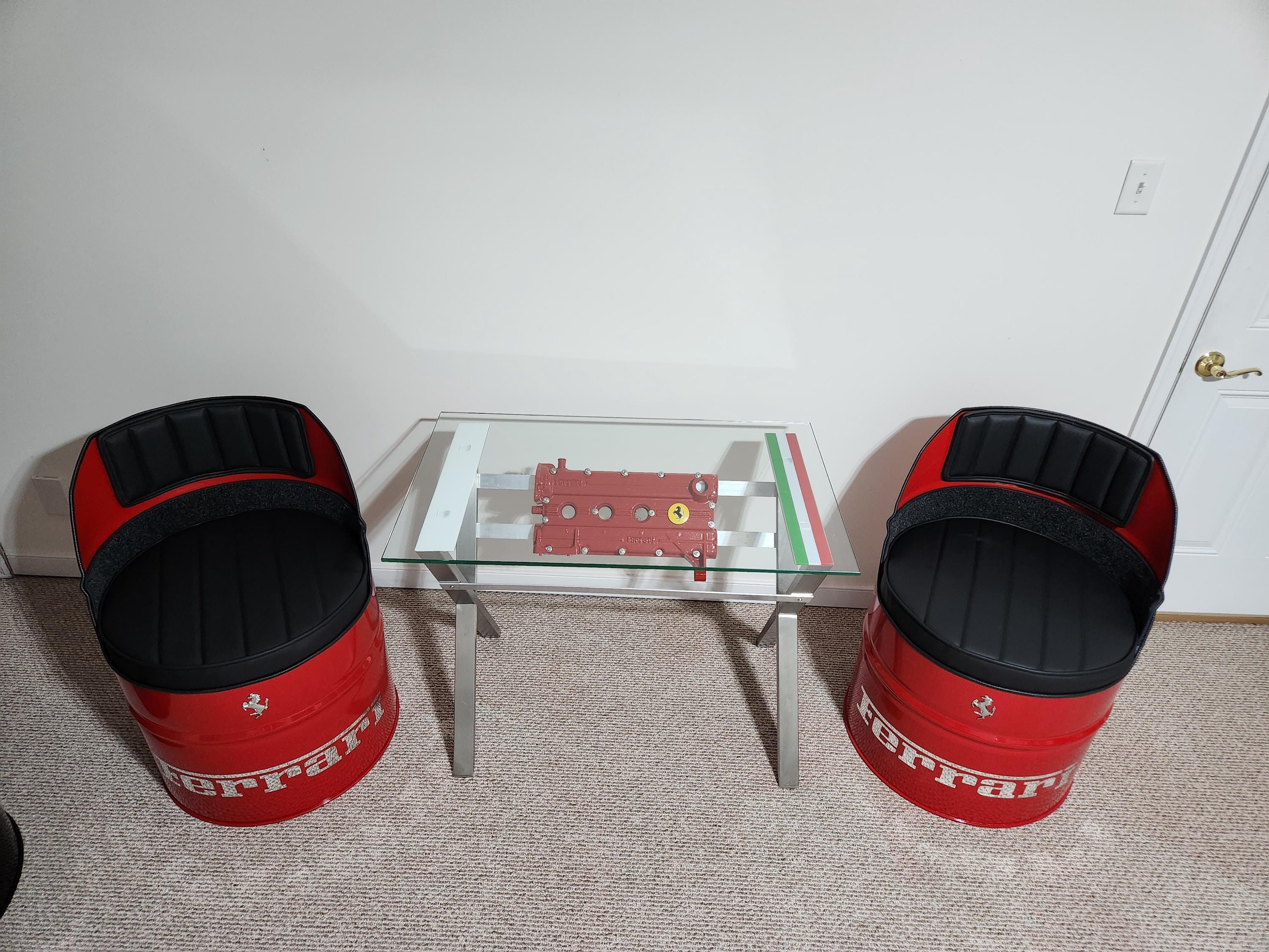 Set of Two Ferrari Inspired Chairs and Table - Handcrafted Unique ...