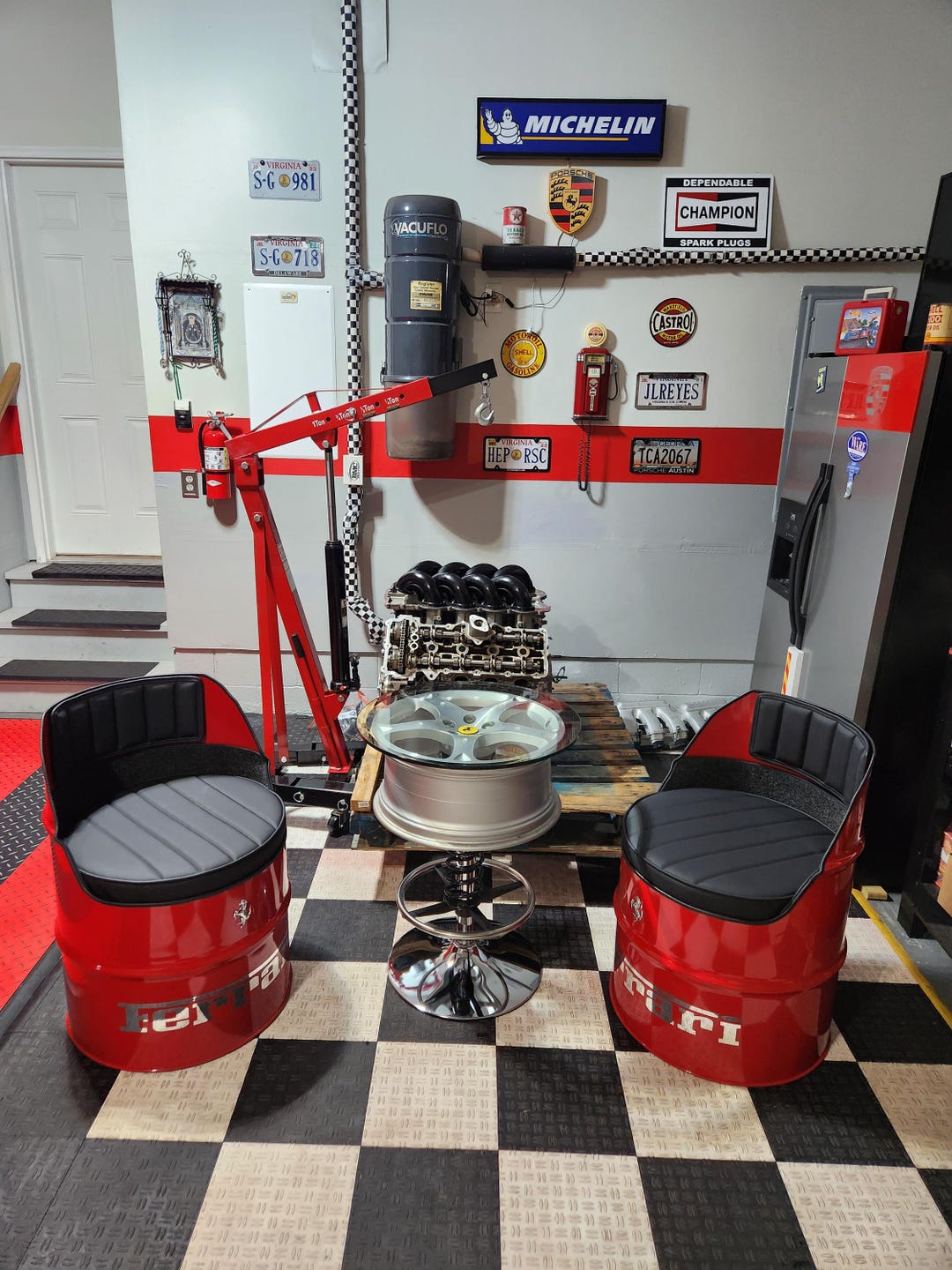 Ferrari Inspired Set of Two Chairs & California Wheel Coffee/bar Table ...