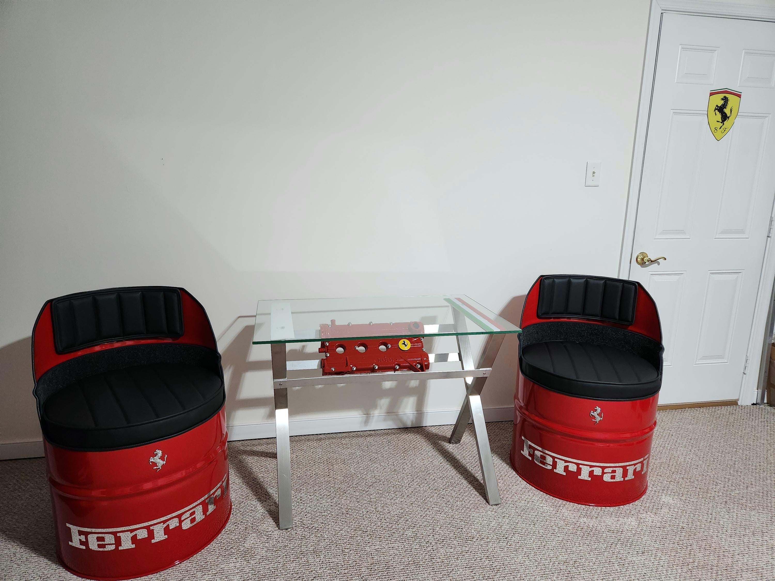 Set of Two Ferrari Inspired Chairs and Table - Handcrafted Unique ...