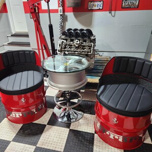 Ferrari Inspired Set of Two Chairs & California Wheel Coffee/bar Table ...