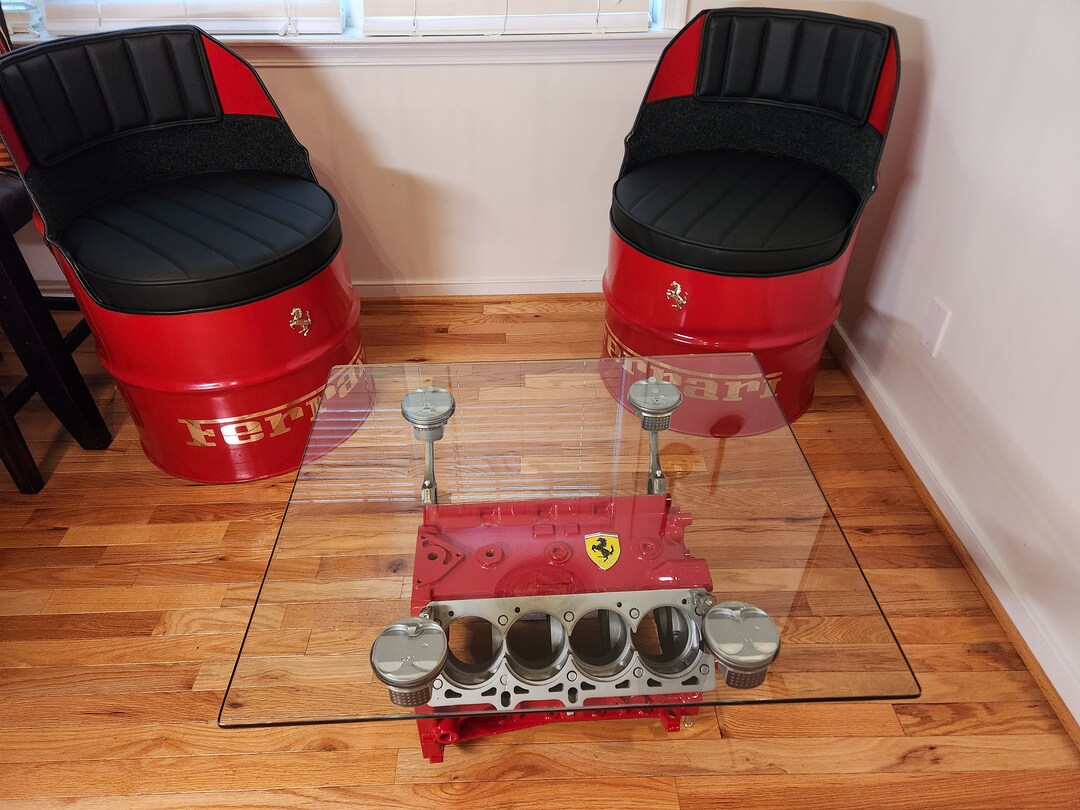 Ferrari 308 Mondial V8 Engine Block Coffee Table Set & Two Ferrari ...