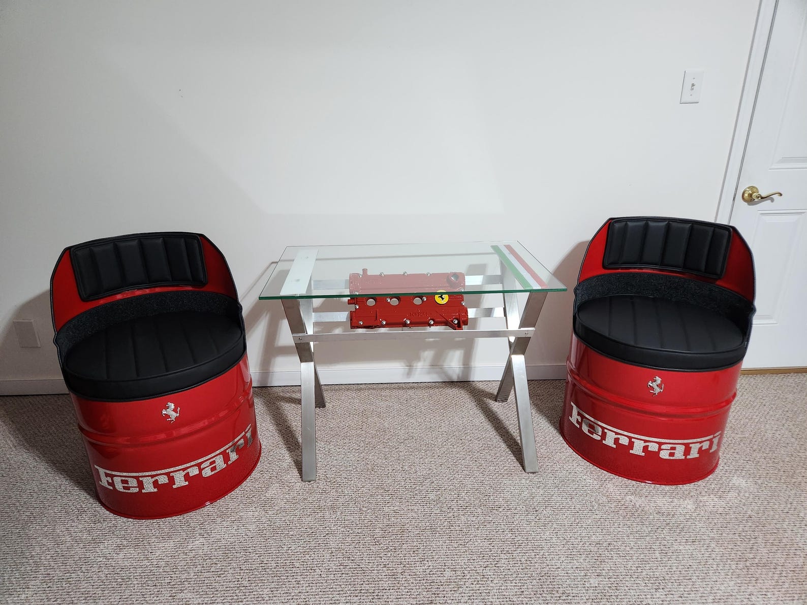 Set of Two Ferrari Inspired Chairs and Table - Handcrafted Unique ...