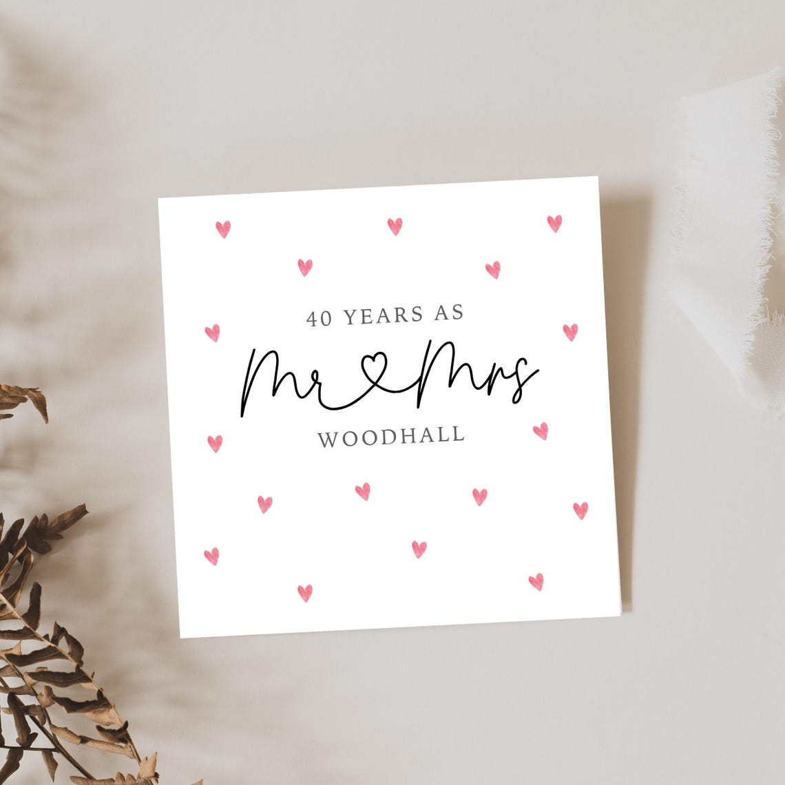 Personalised 40th Wedding Anniversary Card - Fortieth Anniversary Card ...