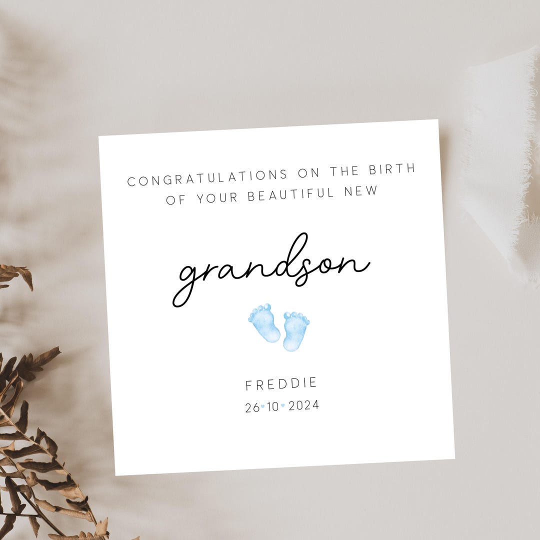 Personalised New Grandparents Card Baby Grandson Birth Congratulations ...
