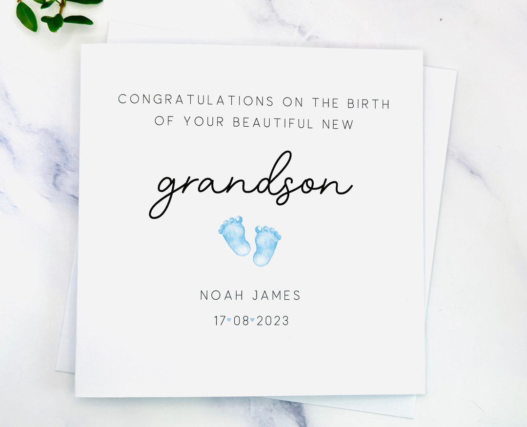 Personalised New Grandparents Card Baby Grandson Birth Congratulations ...