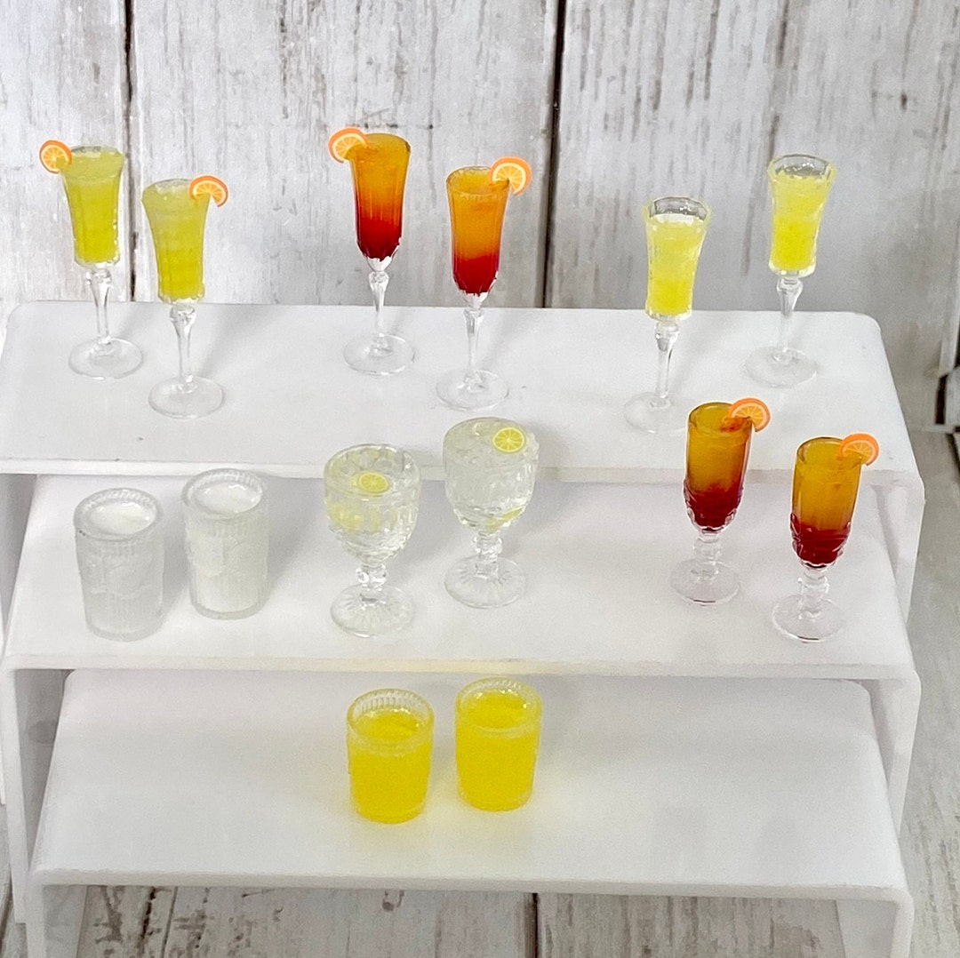 1:6 Scale Mimosas, Orange Juice, Milk and Water Cups for Dolls, Elf ...