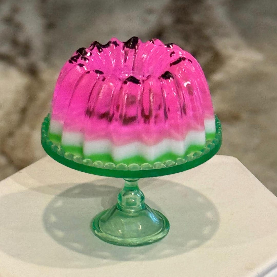1:6 Scale Watermelon Jello Mold, Watermelon Bund Dessert for Dolls ...
