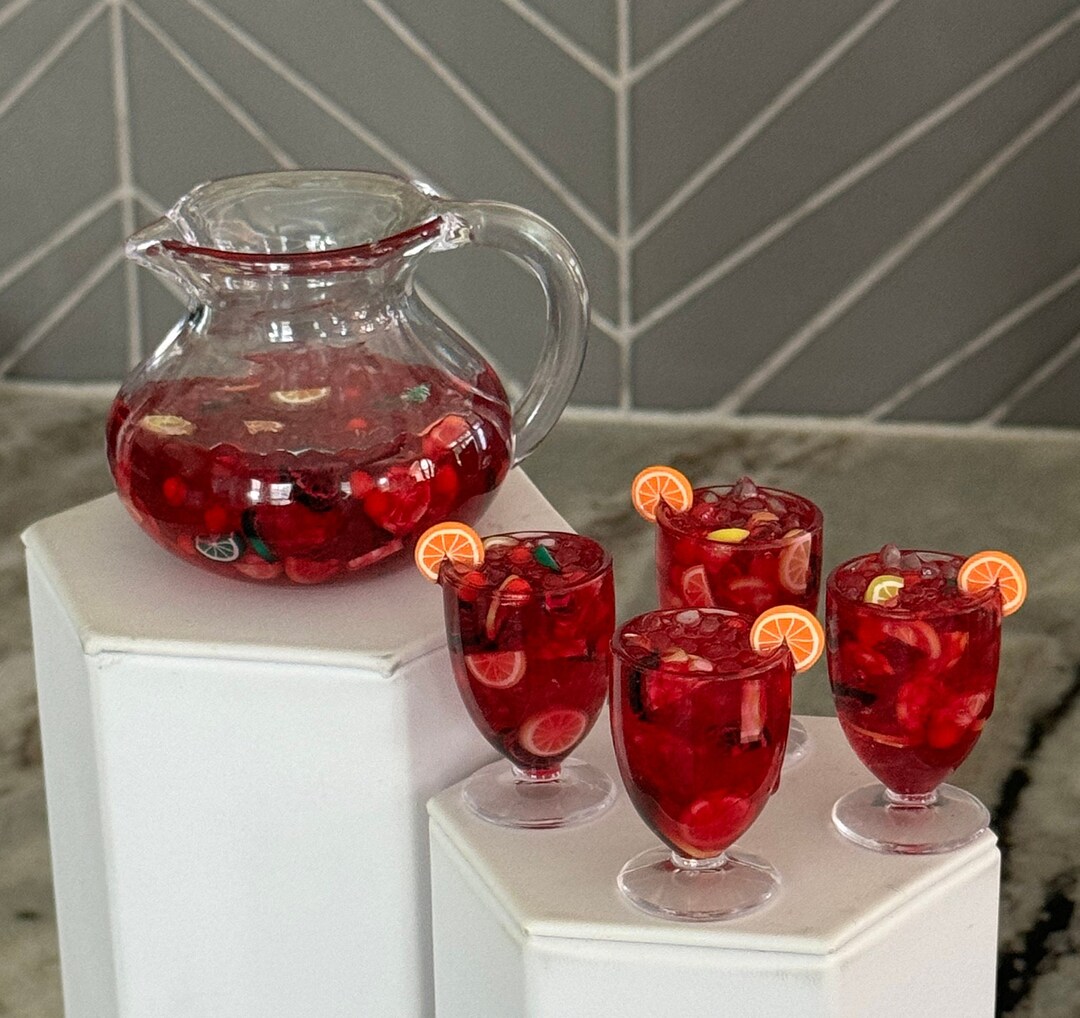 1:3 Sangria Pitcher W/4 Cups Sangria for Dolls, 18 Thru 20 Doll Sangria ...