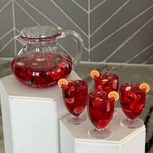 1:3 Sangria Pitcher W/4 Cups Sangria for Dolls, 18 Thru 20 Doll Sangria ...