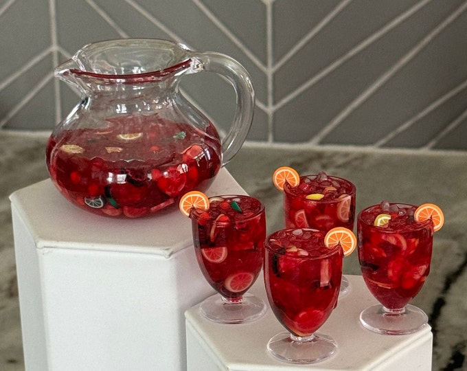 1:3 Sangria Pitcher W/4 Cups Sangria for Dolls, 18” Thru 20” Doll ...