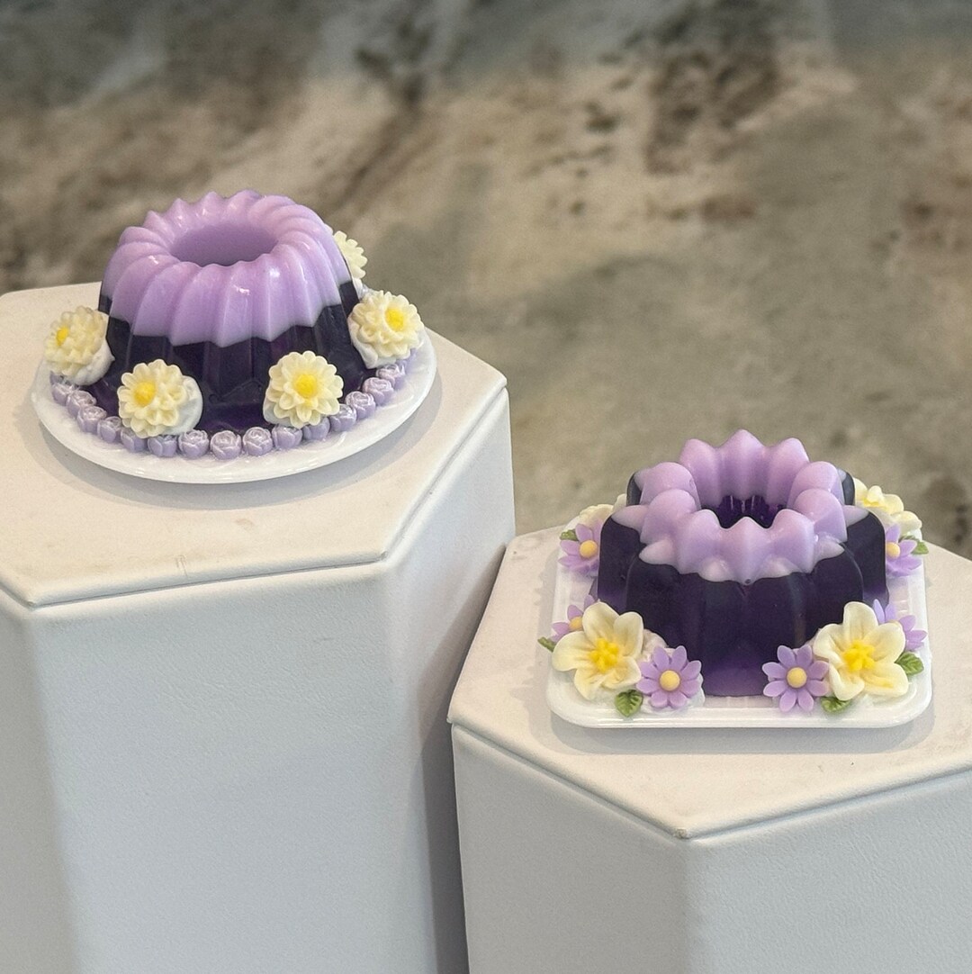 1:6 Purple/floral Jello/bundt Cake for Dolls, Elf Prop, Byers Caroler ...