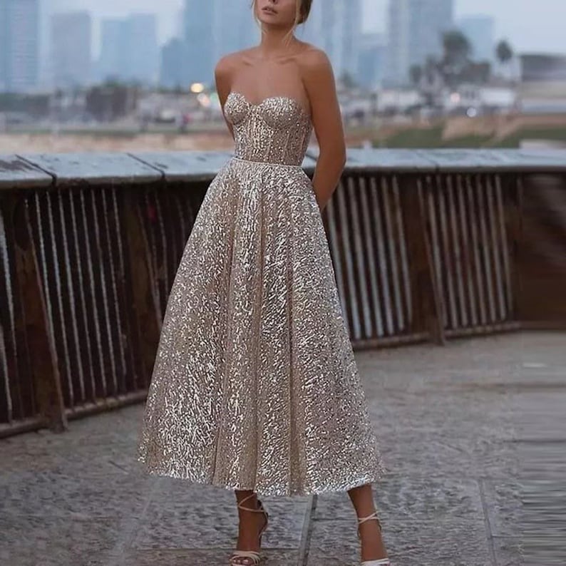 Glitter Womens Sequin Shiny Lace Prom Dress Sweetheart A-line - Etsy