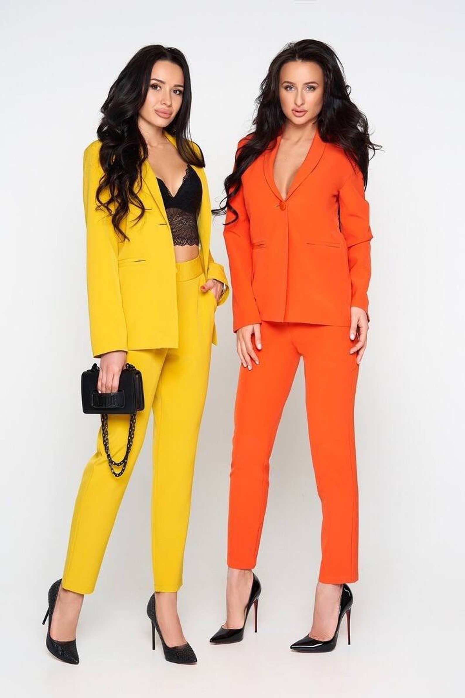 Womens 2 Piece Suit Two Piece Pink Suit Women Orange Pant Etsy