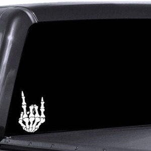 Detailed Skeleton Hand Rock-on Decal, Skeleton Hand Devil Horns Decal ...
