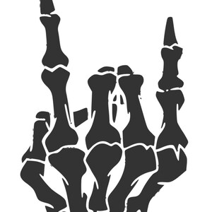 Detailed Skeleton Hand Rock-on Decal, Skeleton Hand Devil Horns Decal ...