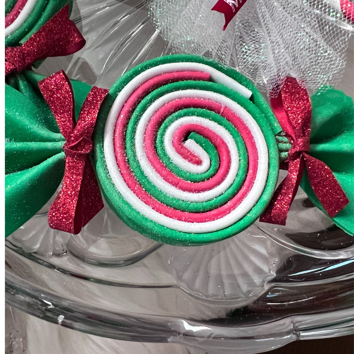 Glittered Foam Lollipop and Candy Red Green and White Swirl - Etsy