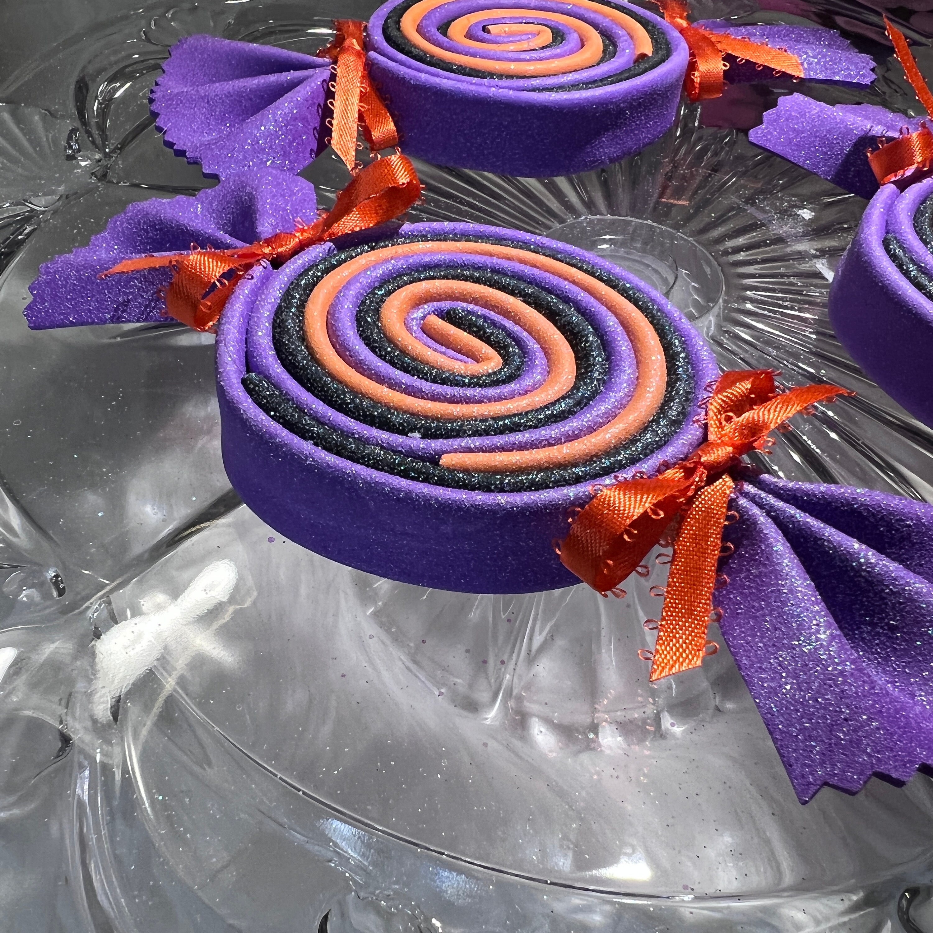 Glittered Foam Lollipop and Candy Black Orange & Purple Swirl - Etsy