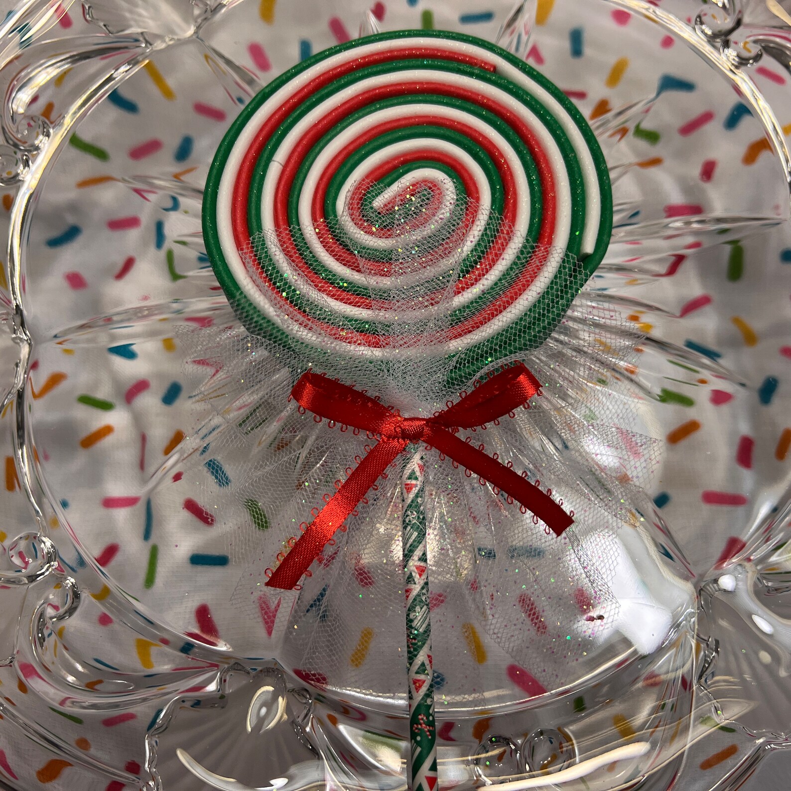 Glittered Foam Lollipop and Candy, Red Green and White Swirl Candy ...