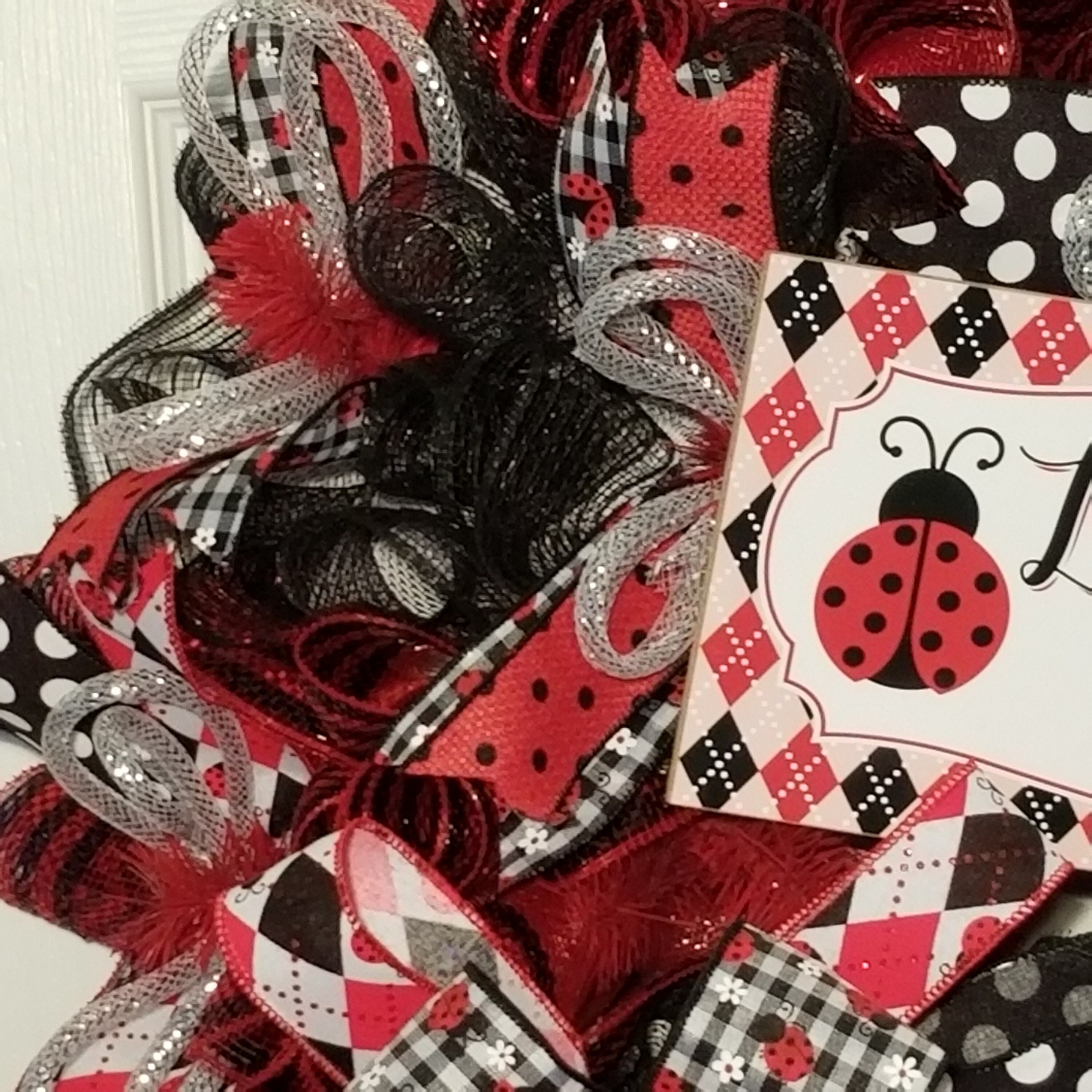 Ladybug Deco Mesh Front Door Decor Wreath Ladybug Lovers | Etsy