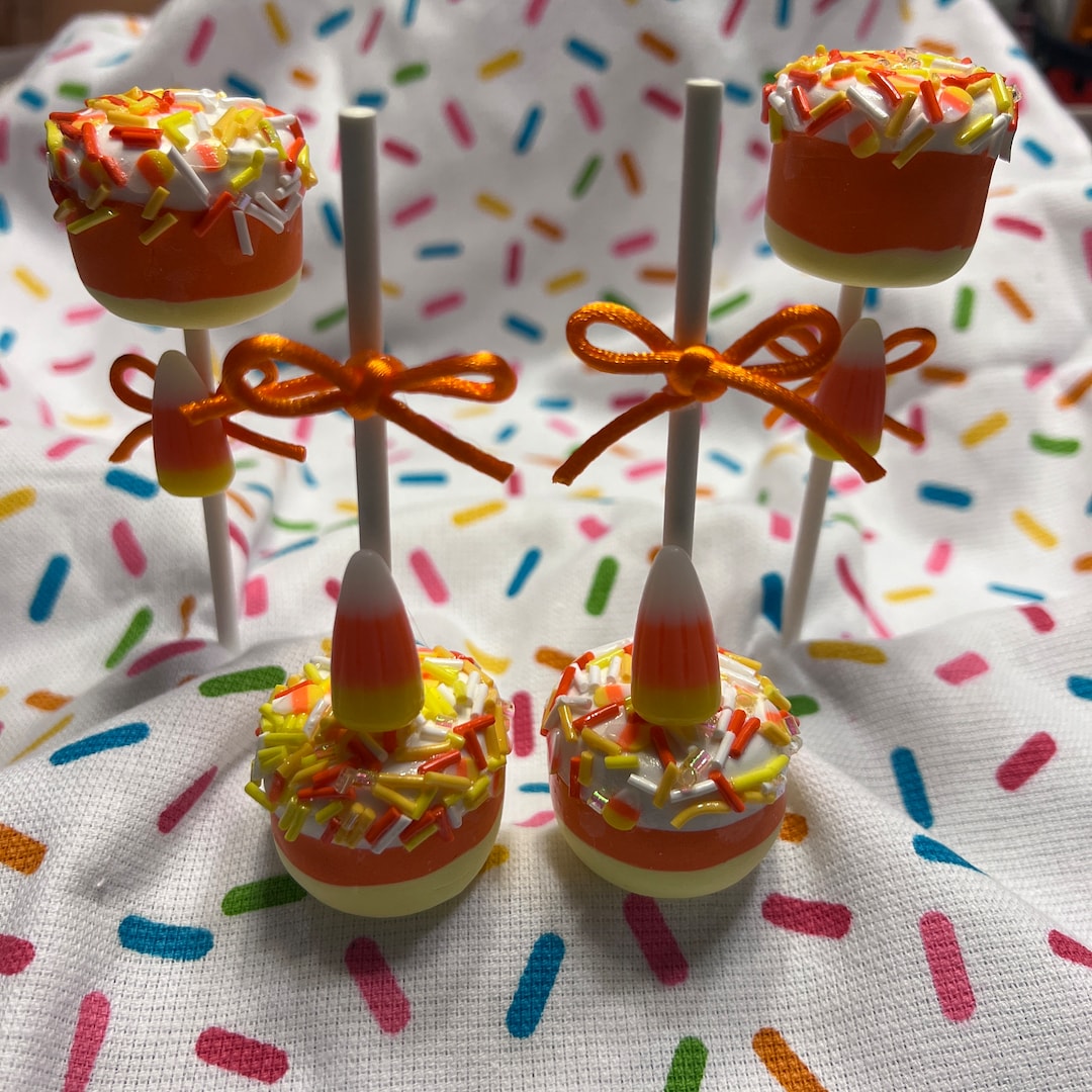 Fake Candy Corn Marshmallow Pops, Candy Corn Decor, Whimsical Tiered ...