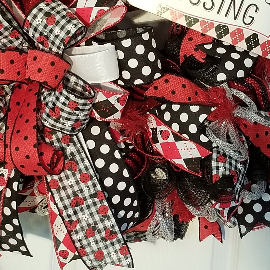 Ladybug Deco Mesh Front Door Decor Wreath Ladybug Lovers - Etsy