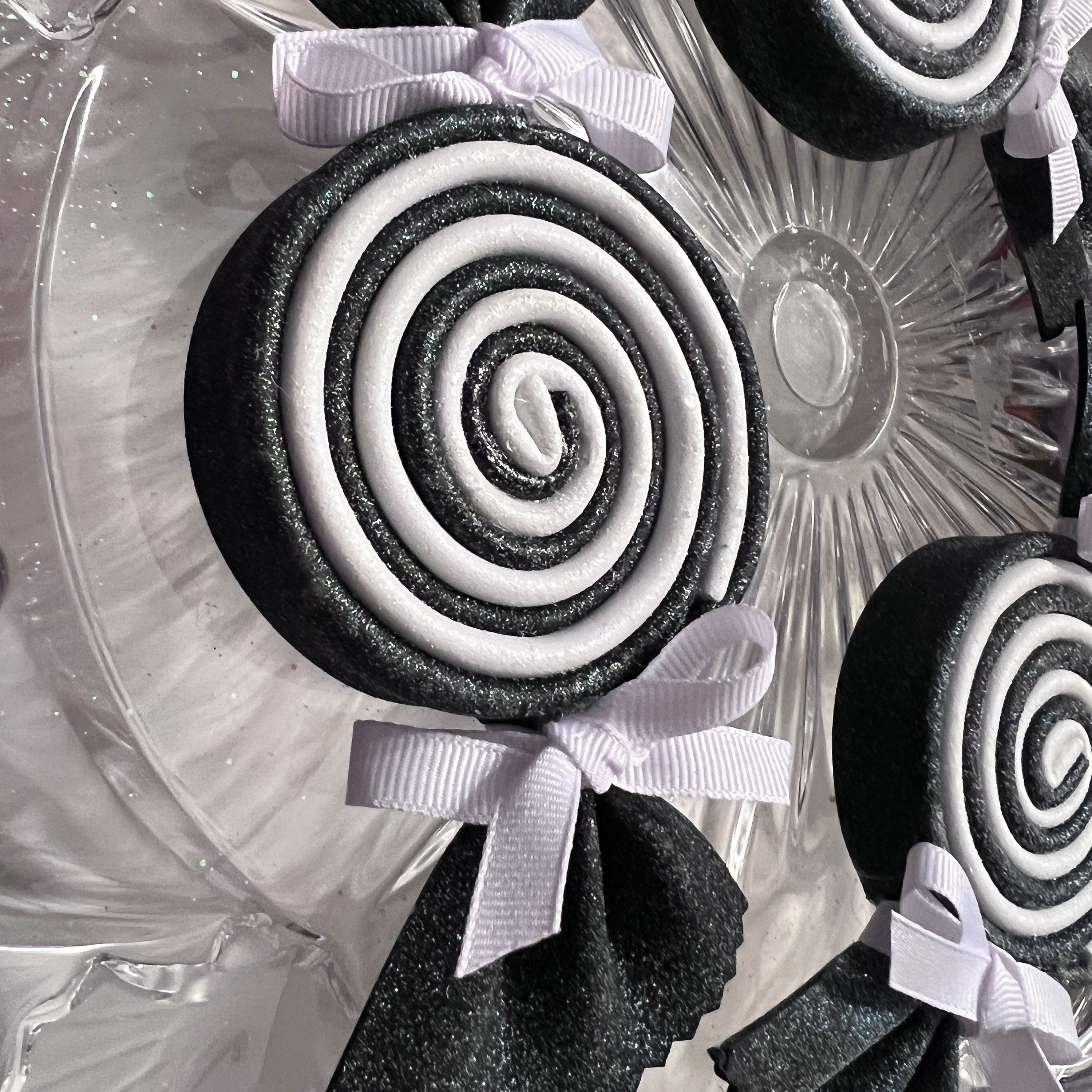 Glittered Foam Lollipop and Swirl Candy: Black & White Ornament - Etsy