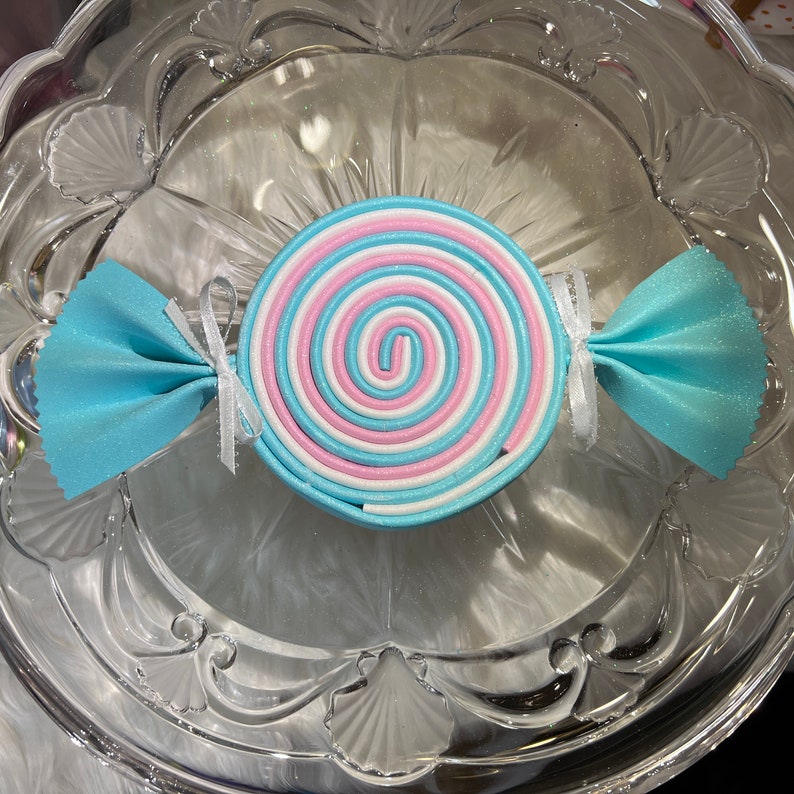 Glittered Foam Lollipop and Swirl Candy: Mint, Pink & White Ornament - Etsy