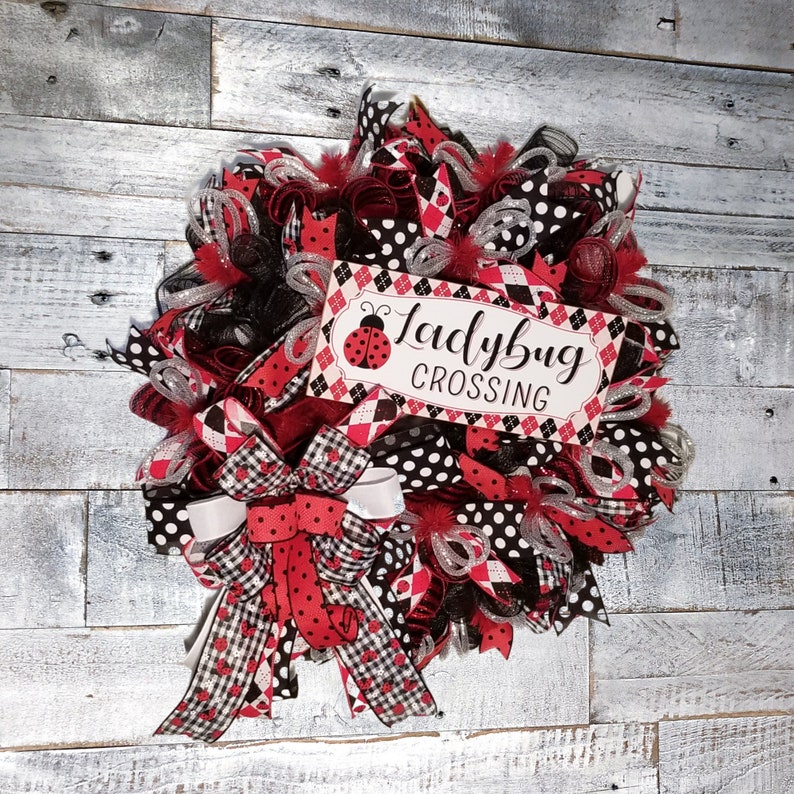 Ladybug Deco Mesh Front Door Decor Wreath Ladybug Lovers - Etsy