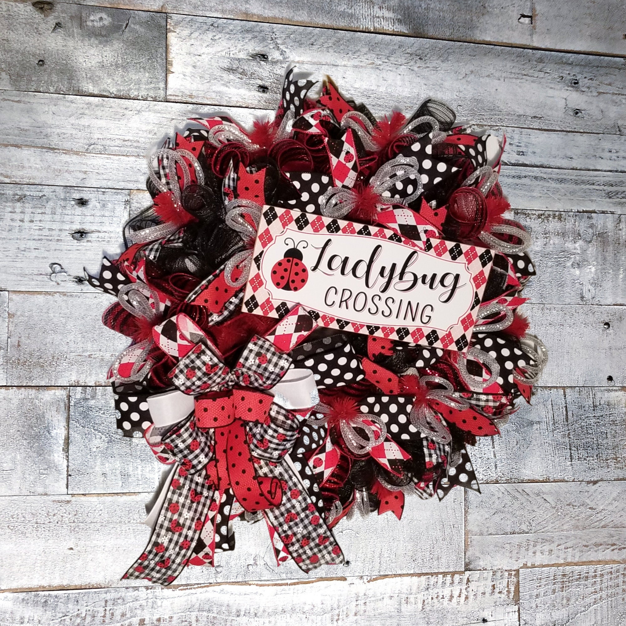 Ladybug Deco Mesh Front Door Decor Wreath Ladybug Lovers | Etsy