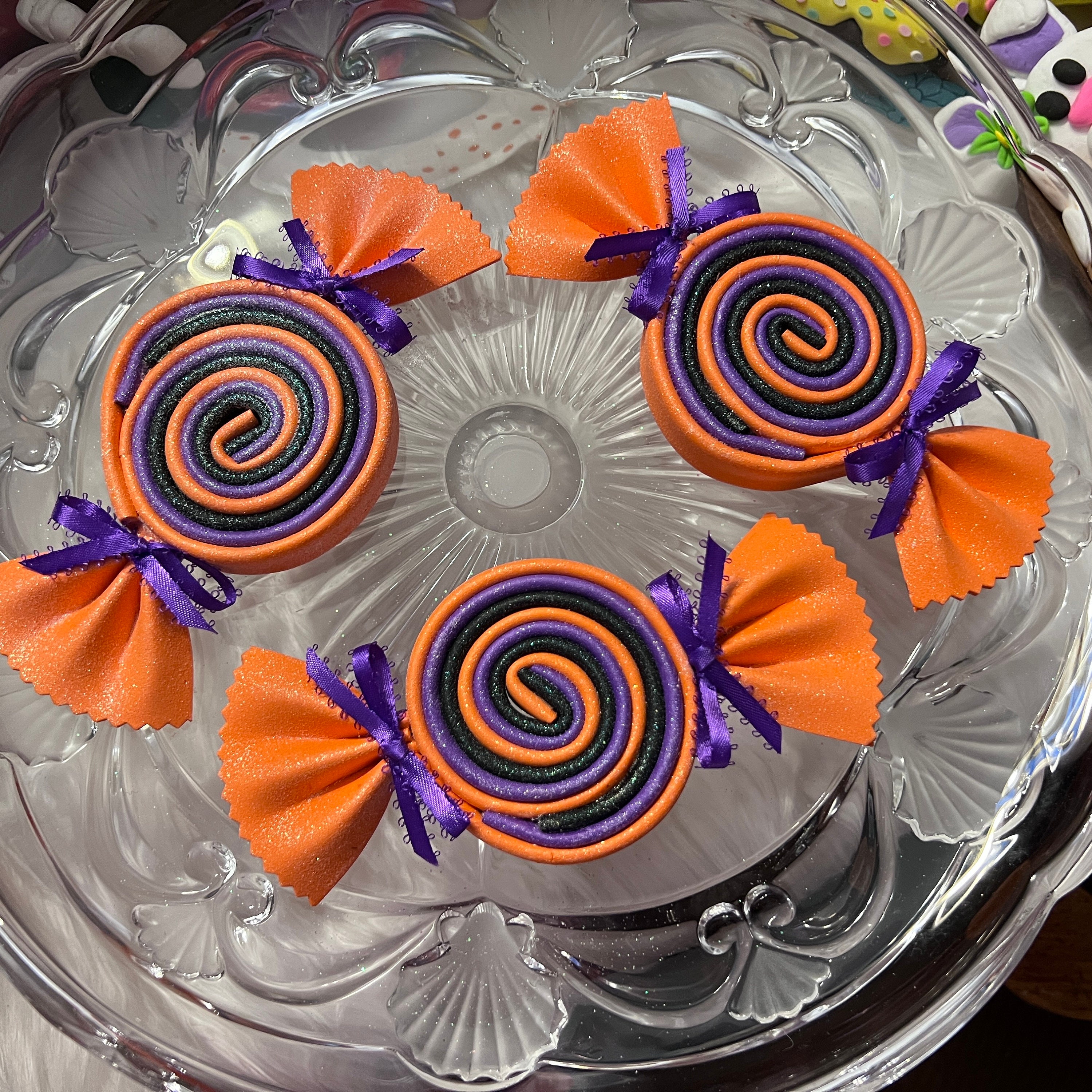Glittered Foam Lollipop and Candy Black Orange & Purple Swirl - Etsy