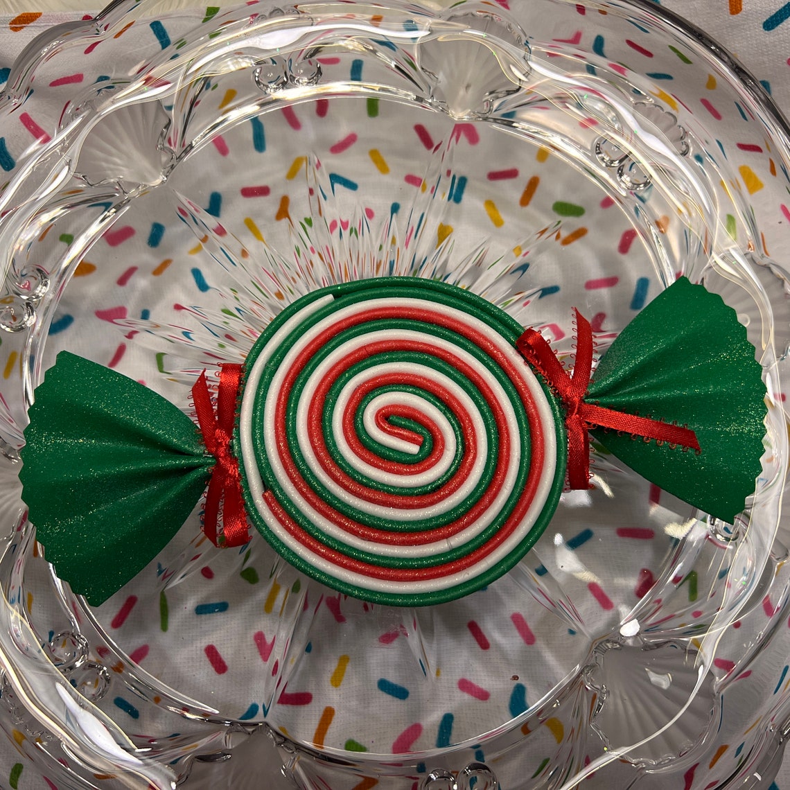 Glittered Foam Lollipop and Candy Red Green and White Swirl - Etsy