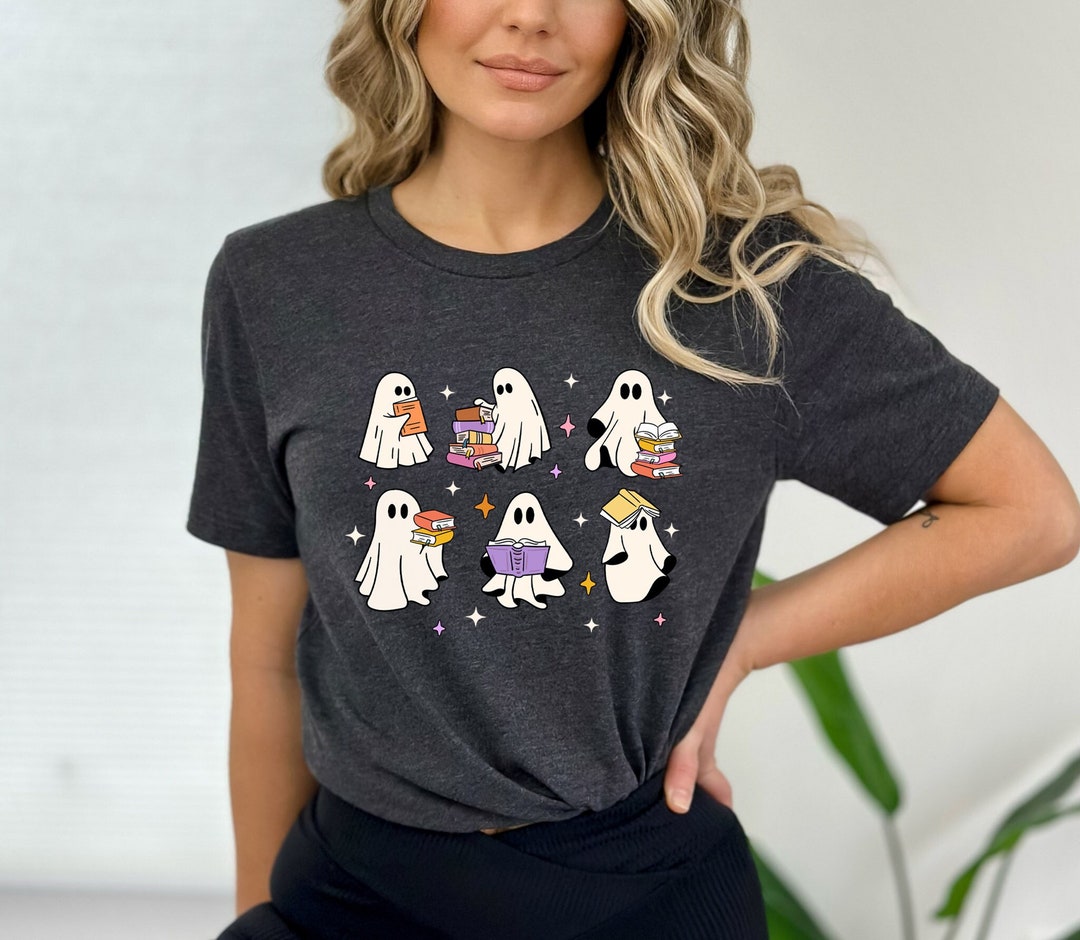 Retro Halloween Ghost Reading Shirt: Spooky Teacher Librarian Tee - Etsy