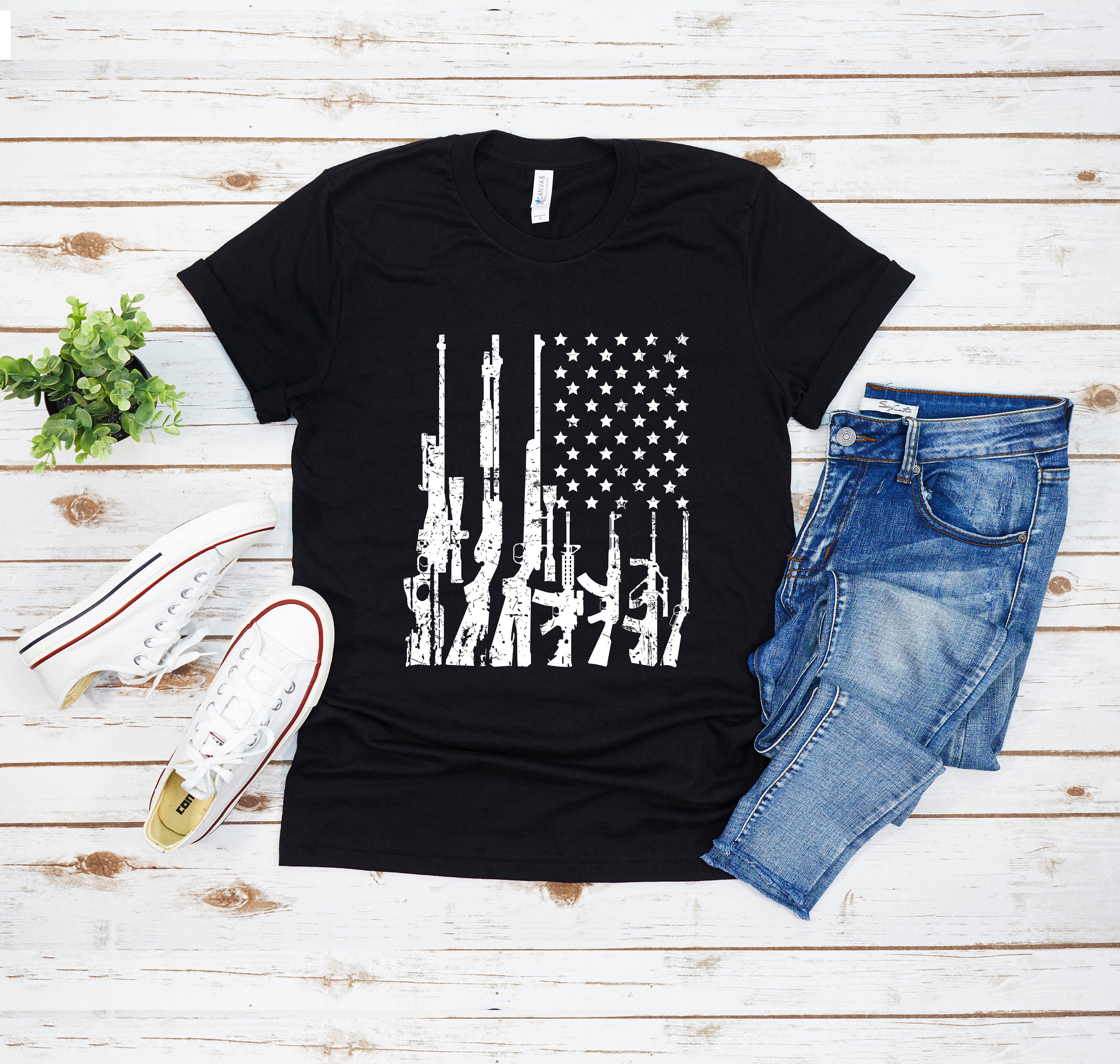 Vintage Distressed American USA Gun Flag Patriotic Bullet | Etsy