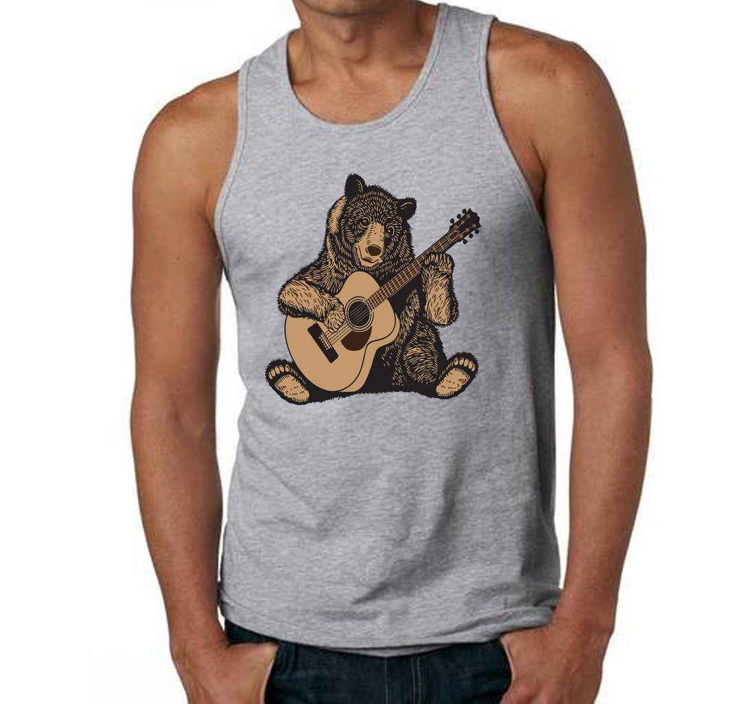 Graphic Tank Top Men: Bear Playing Guitar, Workout Muscle Shirt - Etsy