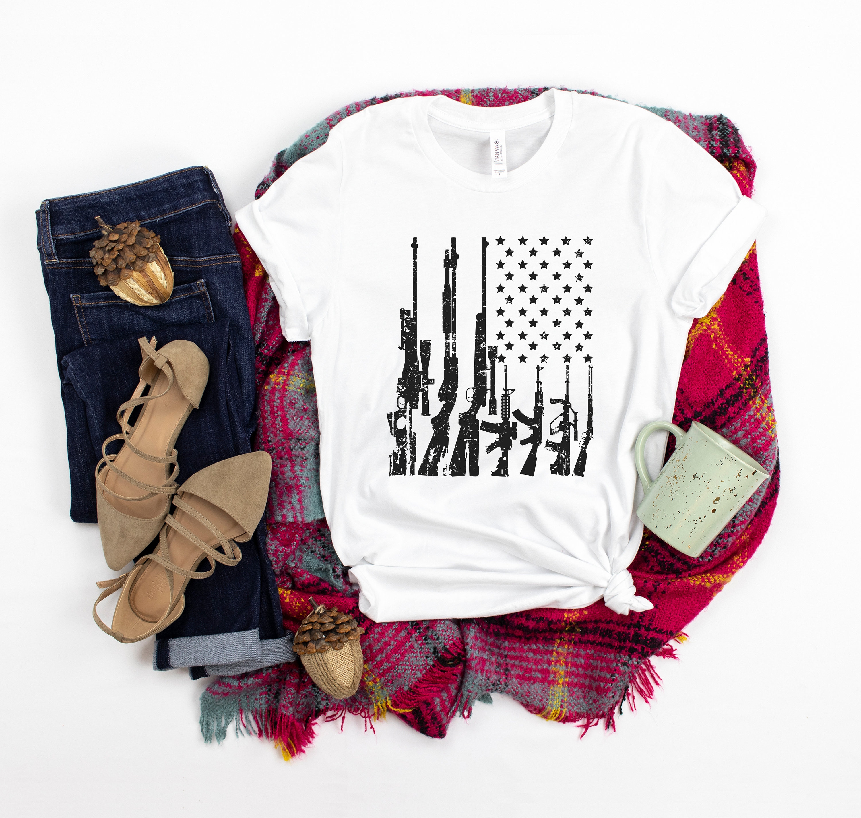 Vintage Distressed American USA Gun Flag Patriotic Bullet | Etsy