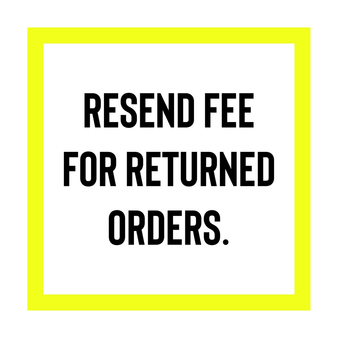 Resend Fee for Returned Orders. Shipping Fee - Etsy