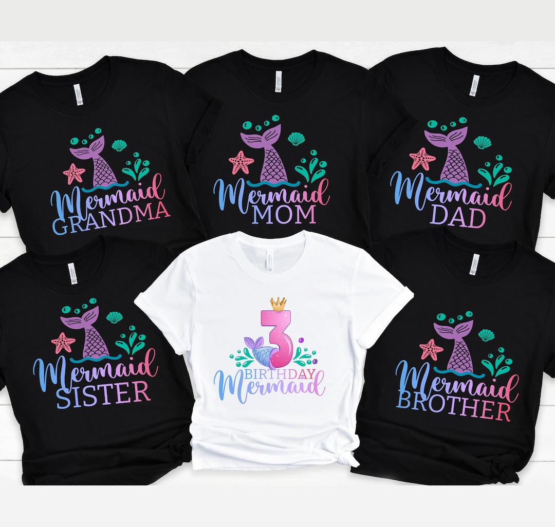 Mermaid Family Shirts, Mermaid Girl Birthday Party With Names Mer Mom ...