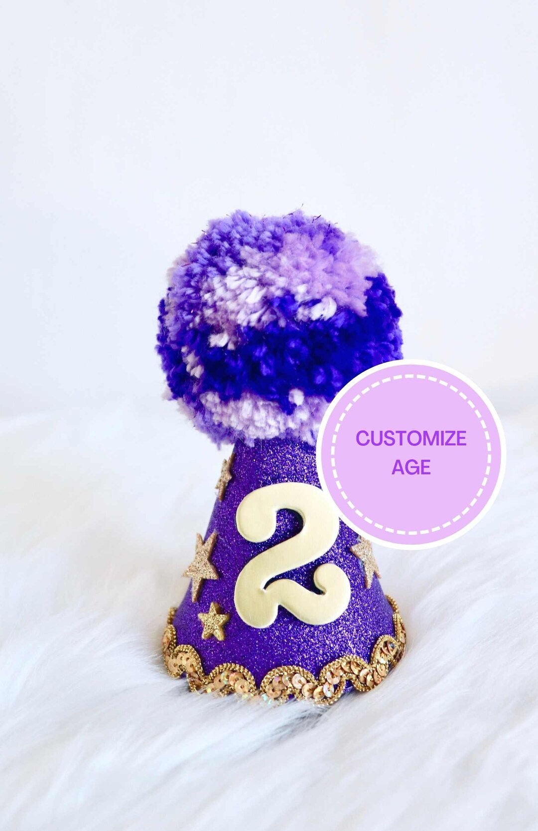 Purple Gold Birthday Party Hat - Purple Magic Hat - Handmade Jumbo ...