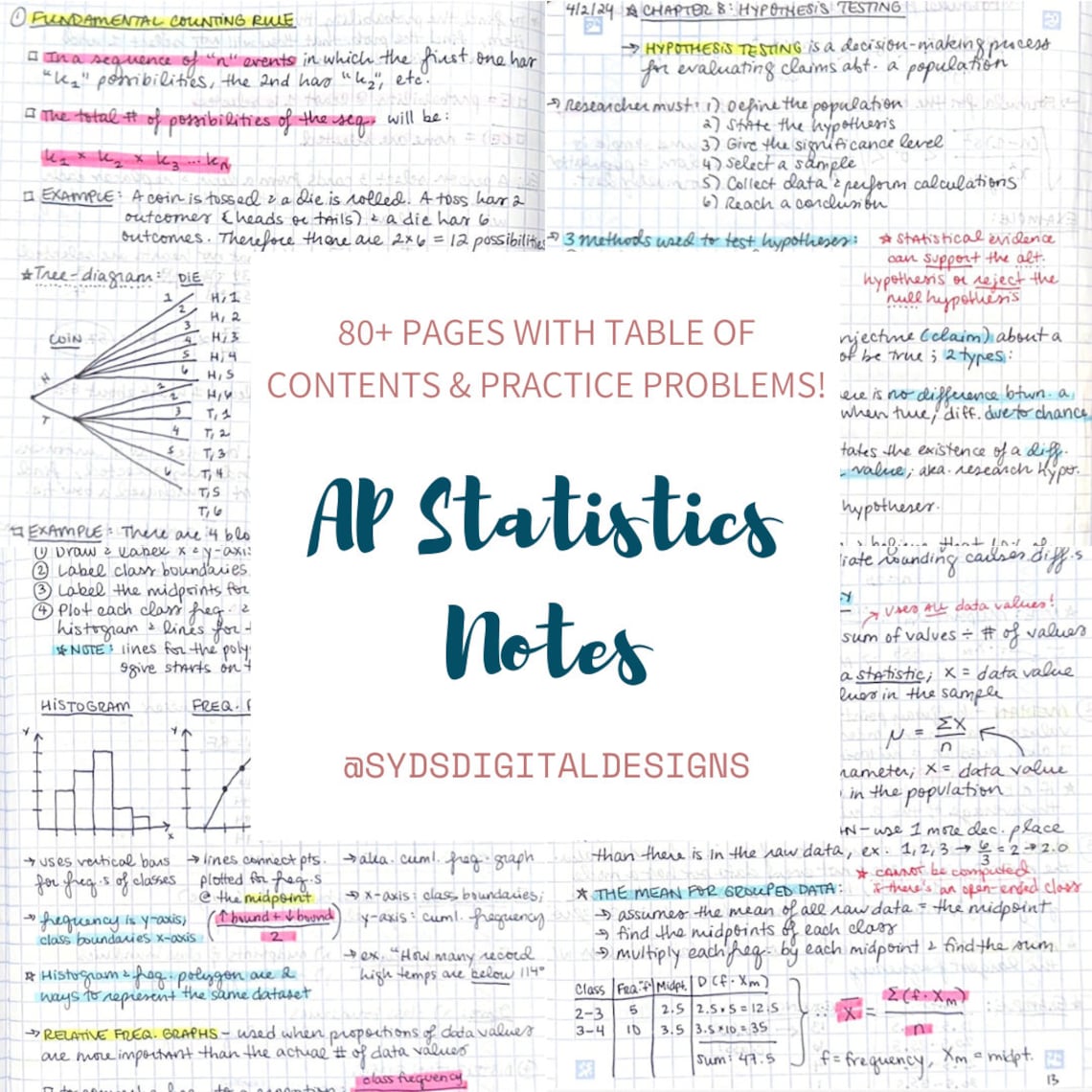 AP Statistics Notes (80 Pages) - Etsy