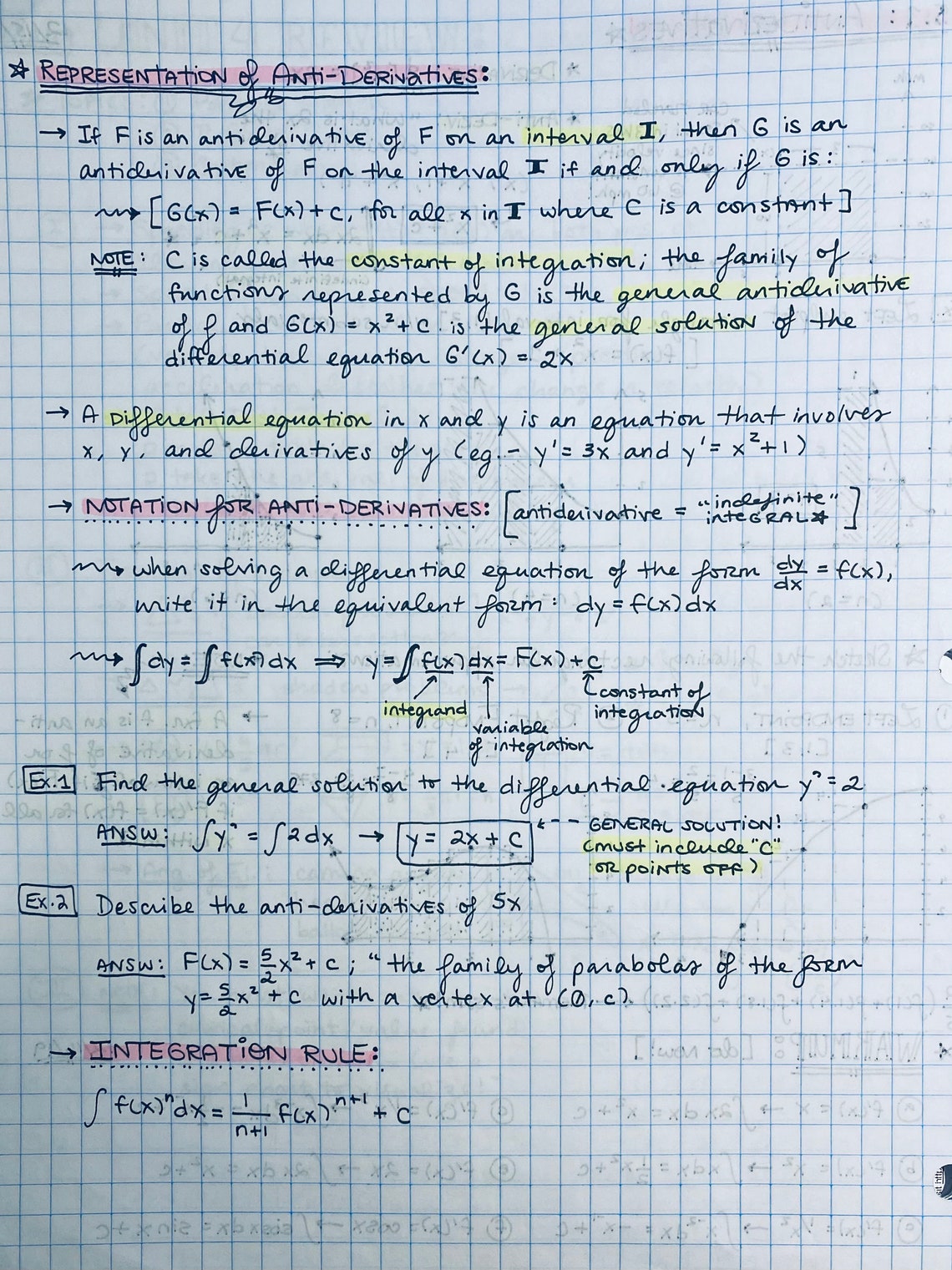 AP Calculus AB Notes With Practice Problems | Etsy