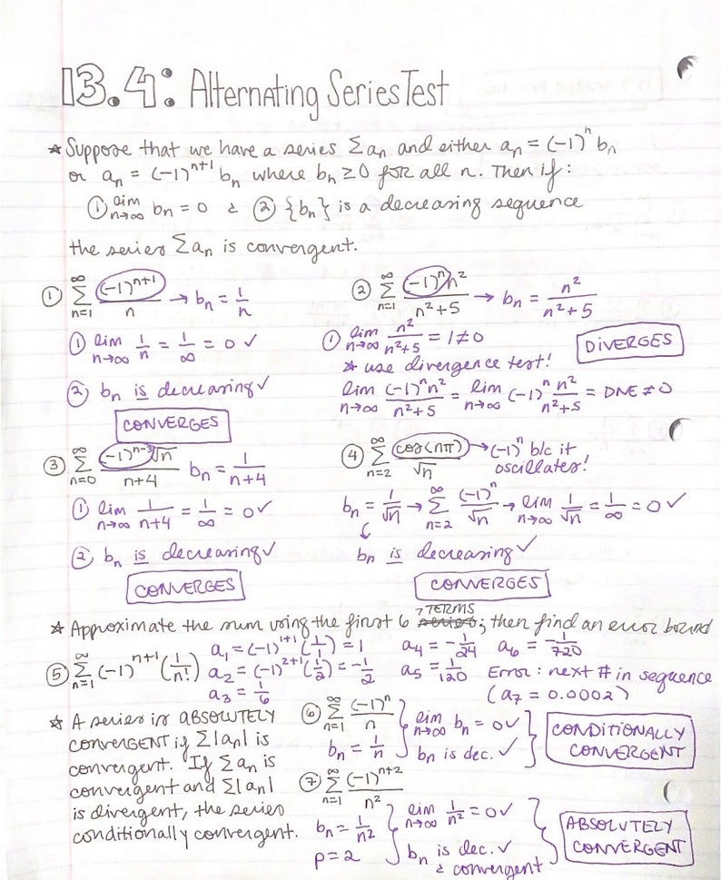AP Calculus BC Notes - Etsy
