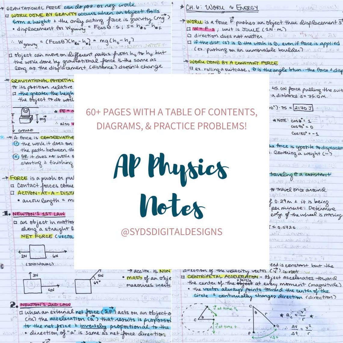 AP Physics Notes (60+ Pages With Practice Problems) - Etsy